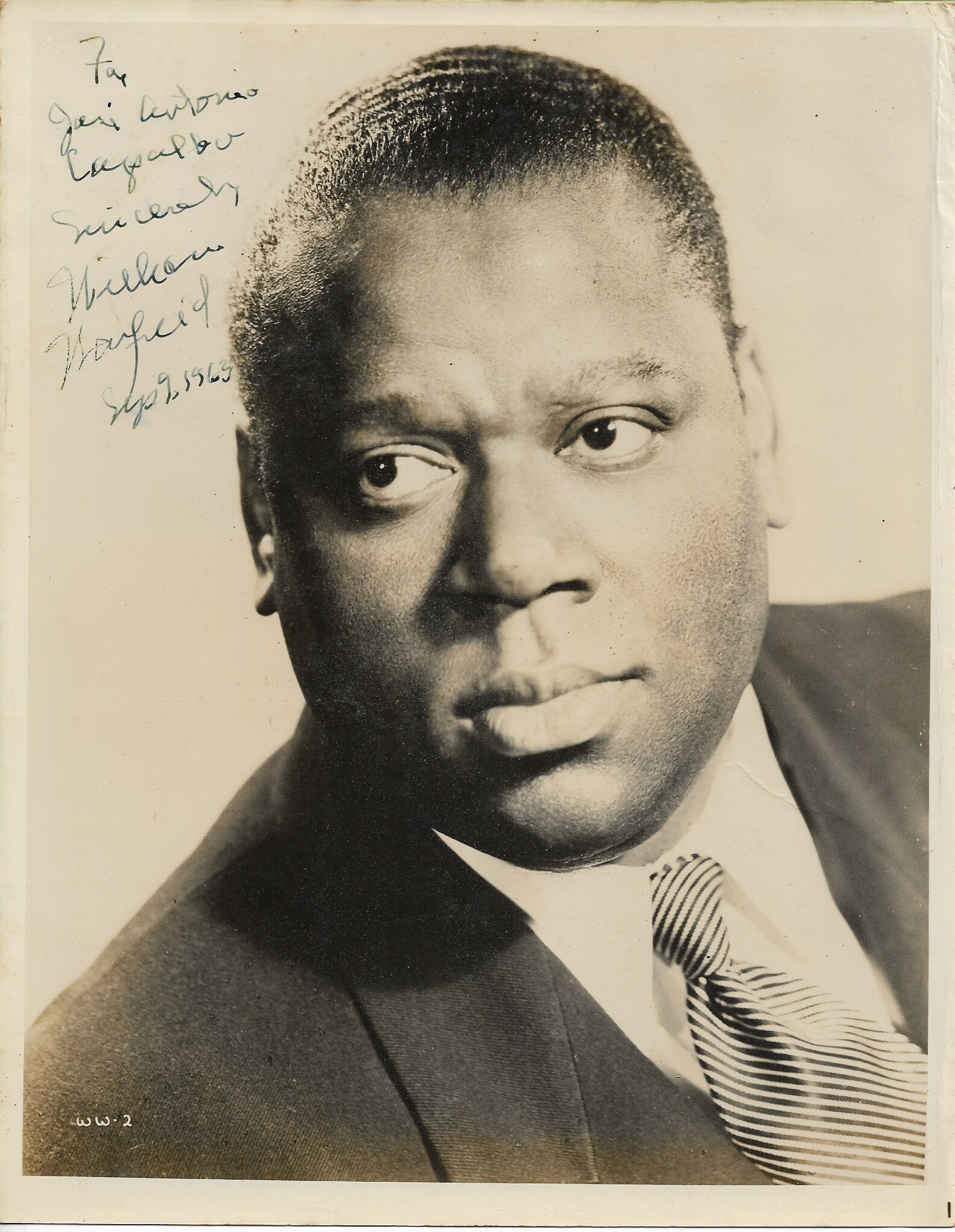 William Warfield - Com Dedicatória - 9 De Setembro de 1963.